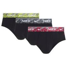 Hipster Nike UNDERWEAR "BRIEF 3PK", Herren, Gr. L, blk gym rd, anthr, b cts wrpd mrbl wb, Jersey, Obermaterial: 95% Baumwolle, 3% sonstige Fasern, 2% Elasthan, kontrastfarbene Details, unifarben, körpernah, Unterhosen, mit Logo-Elastikbund