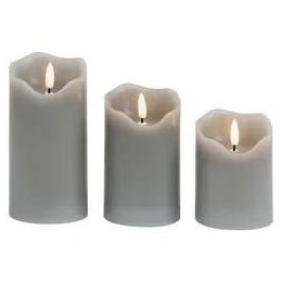 Bonetti LED Dekolicht "Weihnachtsdeko, 3er Set", grau (anthrazit), Ø 7,5cm, 3 Stk., Leuchten, LED-Kerze mit 3D Flamme und Timer