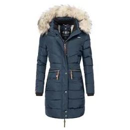 Steppmantel Navahoo "Paula", Damen, Gr. 4XL (48), blau, Oberstoff: 100% Polyester, Futter: 100% Polyester, Wattierung: 100% Polyester, Ärmelfutter: 100% Polyester, Kunstpelz: 90% Polyacryl, 10% Polyester, figurbetont ca. Mitte Oberschenkel, hoch geschlossener Ausschnitt, Ärmel ohne Ärmelschlitz Rippstrickbündchen, Mäntel, stylischer Winter Parka m. edlem Fellimitat, Topseller