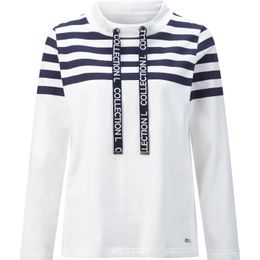 CR&Eacute;ATION L Damen Sweatshirt mit hohem Stehkragen ecru-marine Gr&ouml;&szlig;e 36