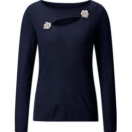 CR&Eacute;ATION L Damen Feinstrickpullover mit Cut-Out marine Gr&ouml;&szlig;e 38