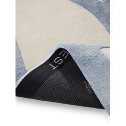 benuta Finest Kurzflor Teppich Maxim Cream/Blau 160x230 cm - Moderner Kurzflor-Teppich für Wohnzimmer