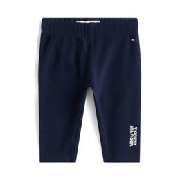 Jerseyhose Tommy Hilfiger "HEART PRINTED LEGGINGS", Baby, Gr. 68, N-Gr, schwarz night navy, Jersey, Obermaterial: 93% Baumwolle, 7% Elasthan, unifarben, regular fit lang, Hosen, für Babys