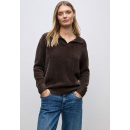 Strickpullover Street One, Damen, Gr. 36, deep roast braun, Stoff, 78% Polyamid, 12% Polyacryl, 10% Baumwolle, unifarben, normal normal, V-Ausschnitt, normaler Saum, Pullover, aus softem Materialmix