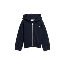 Tom Tailor Mädchen Cropped Hoodie Sweatjacke mit Stickerei, blau, Uni, Gr. 116/122