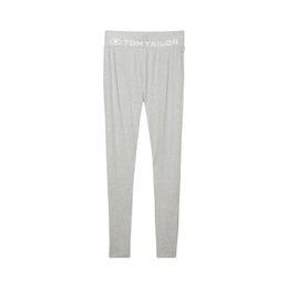 Tom Tailor Damen Loungewear Leggings mit Logo-Print, grau, Meliert, Gr. XXL/44