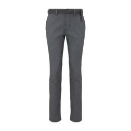 Tom Tailor Denim Herren Straight Fit Chino Hose mit G&uuml;rtel, grau, Uni, Gr. 34/32