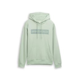 Tom Tailor Denim Herren Hoodie Sweatshirt mit Print, gr&uuml;n, Logo Print, Gr. M