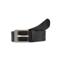 Tom Tailor Herren TTCALVIN Lederg&uuml;rtel mit eckiger Dornschlie&szlig;e, schwarz, Logo Print, Gr. 80