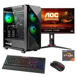 Hyrican Gaming-PC-Komplettsystem »Striker SET02419« 24 ′′ AMD Ryzen 7 GeForce RTX 4060 16 GB RAM 1.000 GB SSD DDR5, Windows 11, inklusive 24" Curved..