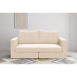 DOMO collection 2-Sitzer »Bibury, modernes Sofa, B/T/H: 178/80/90 cm« Sitzfläche mit Federkern, inkl. 2 Rückenkissen creme