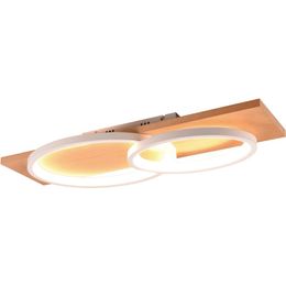 Trio LEUCHTEN LED Deckenleuchte »BARCA, dimmbare Deckenlampe aus Holz & Metall mit indirektem Licht« LED-Board 1 Stk. Warmweiß LED warmweiß & 3500...