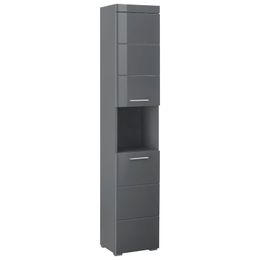 Welltime Hochschrank »Avena« Badschrank mit 2 Türen & 1 Fach - (B/T/H) 37/31/190 cm grau/grau Hochglanz