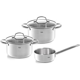 Fissler Topf-Set »San Francisco« Edelstahl 18/10 Set, Kochtopf 20/24 + Stielkasserolle 16cm oD, 3 Stk. tlg. spülmaschinengeeignet silberfarben 0