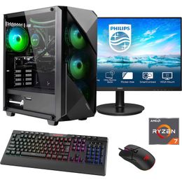 Hyrican Gaming-PC-Komplettsystem »Striker SET02400« 27 AMD Ryzen 7 GeForce RTX 4060 16 GB RAM 1.000 GB SSD DDR5, Windows 11, inklusive 27" Monitor...