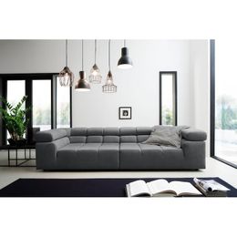 Inosign Big-Sofa »Ancona B/T/H: 290/110/70 cm« auffällige Steppung, inkl. 2 Zierkissen und verstellbaren Kopfstützen grau 0