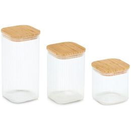 zeller PRESENT Vorratsglas »mit Bambusdeckel, 3-tlg« Set, 3 Stk. tlg. luftdicht, schützt vor Feuchtigkeit, 720 ml transparent/schwarz