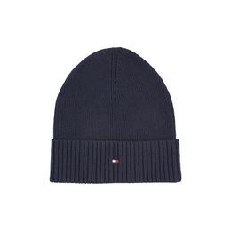 Tommy Hilfiger Strickmütze »TH FLAG PIMA COTTON BEANIE« Beanie mit Logostickerei, mit Kaschmiranteil Unisex Space Blue