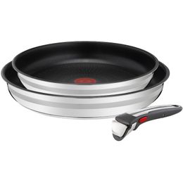 Tefal Pfannen-Set »Jamie Oliver Ingenio G6, Pfannenset abnehmbarer Griff, antihaft« Edelstahl Set, 2x Pfannen Ø 24/28 cm, 1x abnehmbarer Griff,...