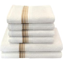 Dyckhoff Handtuch Set »Chenille« Set 6 Stk. Frottier Set beinhaltet: 4x Handtuch (50x100cm) und 2x Duschtuch (70x140cm) offwhite Obermaterial: 90%...