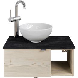 SAPHIR Waschtisch »Serie 6915 Waschschale mit Unterschrank für Gästebad, Gäste WC« Keramik-Aufsatzbecken, Waschtischplatte, Waschtischunterschrank,...