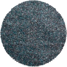 Ayyildiz Teppiche Hochflor-Teppich &raquo;Enjoy Shaggy&laquo; rund 50 mm H&ouml;he melierter Langflor, Wohnzimmer blau Obermaterial: 100% Polypropylen &Oslash; 120 cm 1...