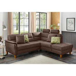 Home Affaire Ecksofa &raquo;Palmera L-Form, B: 236 cm&laquo; optional Bettfunktion & Bettkasten, Federkern braun 100% Polyester;Struktur (100% Polyester);Luxus-