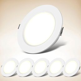 B.K.LICHT LED Einbauleuchte &raquo;BK_EL1557 6er Set Bad Einbaustrahler, IP44, flache LED Spots XL&laquo; LED-Modul 6 Stk. Warmwei&szlig; 3.000K, 510Lm, 6W,...