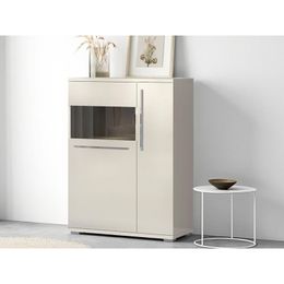 Places of Style Highboard »Piano Vitrine« (H/B/T): 123/90/40, 2cm, UV lackiert, Soft-Close Funktion Beige Hochglanz