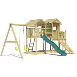 Jungle Gym Spielturm »Stronghold« Spielanlage mit 2 Türmen, Schaukel und Rutsche mit Wasseranschluss dunkelgrün