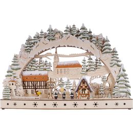 MyFlair MÖBEL & ACCESSOIRES LED Schwibbogen »Weihnachtsdeko« 1 Stk. aus Holz, mit LED Beleuchtung, Höhe ca. 39 cm natur B/H/T: 60 cm x 39 cm x 10 cm