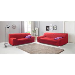 DOMO collection Polstergarnitur »Amando zeitlos und modern, komfortabel« Spar-Set, bestehend aus 2er- und 3er-Sofa rot + 0