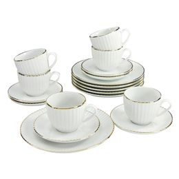 my home Kaffeeservice »Geschirr-Set, Service Elisetta« Goldband, Made in Europe, 18 Teile, für 6 Personen weiß, goldfarben