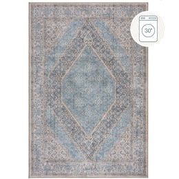 FLAIR RUGS Teppich &raquo;Corin&laquo; rechteckig 4 mm H&ouml;he orientalischer Teppich, kurzflor, waschbar, Wohnzimmer, Schlafzimmer blau Polyester
