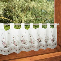 Delindo Lifestyle Scheibengardine &raquo;SCHW&Auml;NE&laquo; Schlaufen 1 Stk. tlg. mit Schlaufenaufh&auml;ngung, f&uuml;r die K&uuml;che wei&szlig; Microfaser, Polyester