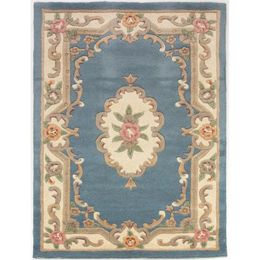 FLAIR RUGS Wollteppich »Aubusson« rechteckig 10 mm Höhe Wolle, Teppich, Wohnzimmer, Schlafzimmer, Esszimmer blau Obermaterial: 100% Wolle B : 150...