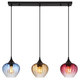 Globo LIGHTING Pendelleuchte »SANDER« E27 1 Stk. Gläser, Hängeleuchte, Wohnzimmer, Esstisch schwarz matt