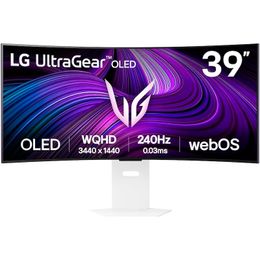 LG Curved-Gaming-OLED-Monitor »39GX90SA« 99 cm/39 ′′ 3440 x 1440 px UWQHD 0, 03 Reaktionszeit 240 Hz weiß Smartes Entertainment durch das...