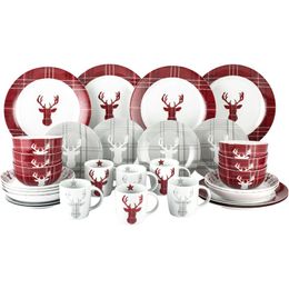 Retsch Arzberg Kombiservice »Geschirr-Set, Service HIGHLAND STAG, Winter, Advent, Weihnachten« Hirsch trifft Schottenkaro, 30 Teile, für 6 Personen...