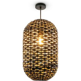 Paco Home Pendelleuchte »KAGLONG« E27 Rattan Optik Pendelleuchte Korblampen Hängend Wohnzimmer Boho Natur Schwarz