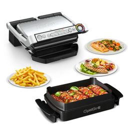 Tefal Kontaktgrill »GC714D OptiGrill« 2000 W + inkl. Snacking & Baking Zubehör schwarz/edelstahlfarben Snacking & Baking Zubehör: Das enthaltene...