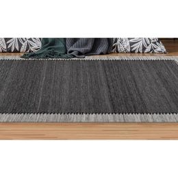 Kayoom Teppich &raquo;Phoenix 310&laquo; rechteckig 6 mm H&ouml;he Dezenter Jacquard-Teppich, Flachflor, Aus pflegeleichten Materialien Anthrazit / Grau...