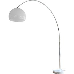 Salesfever Bogenlampe E27 1 Stk. H&ouml;henverstellbar und mit Dimmschalter, echter Marmorfu&szlig; wei&szlig;