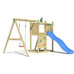 Jungle Gym Spielturm »Deck« Spielanlage mit Schaukel und Rutsche mit Wasseranschluss blau