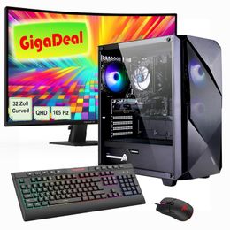 GAMEMAX PC-Komplettsystem »GigaDeal Gaming-PC-Set Striker« 32 ′′ AMD Ryzen 5 GeForce RTX 4060 32 GB RAM 1.000 GB SSD Windows 11, DDR5 RAM + Gigabyte..