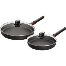 WOLL MADE IN GERMANY Pfannen-Set »Eco Lite QXR« Aluminium Set, 4 Stk. tlg. Abnehmbarer Stiel, Antihaftbeschichtet schwarz