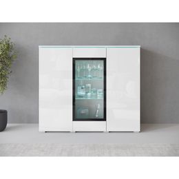 Inosign Highboard »Vera« Highboard mit 4 Türen, 9 Fächern, verglasten Türen weiß matt/weiß Hochglanz Modernes, griffloses Design – elegantes...