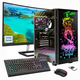 GAMEMAX PC-Komplettsystem »Multimedia-PC Rockstar« 32 ′′ AMD Ryzen 5 16 GB RAM 1.000 GB SSD Windows 11, inklusive 32" Curved Monitor Philips E-line...