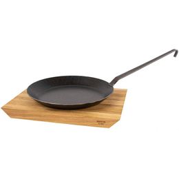 Siena Home Bratpfanne »Fermo« Gusseisen Set, 2 Stk. tlg. schmiedeeisern, 24 cm, flach, Induktion, mit Schneidebrett BRESCIA 45° schwarz