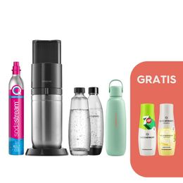 SodaStream Wassersprudler »DUO, titan, mit 3 Flaschen, 1 CO2-Zylinder und 2 Sirups« 1x Glasfl. 1L, 1x Kunststofffl. 1L, 1x Fizz&go COOL storm 0, 9L...